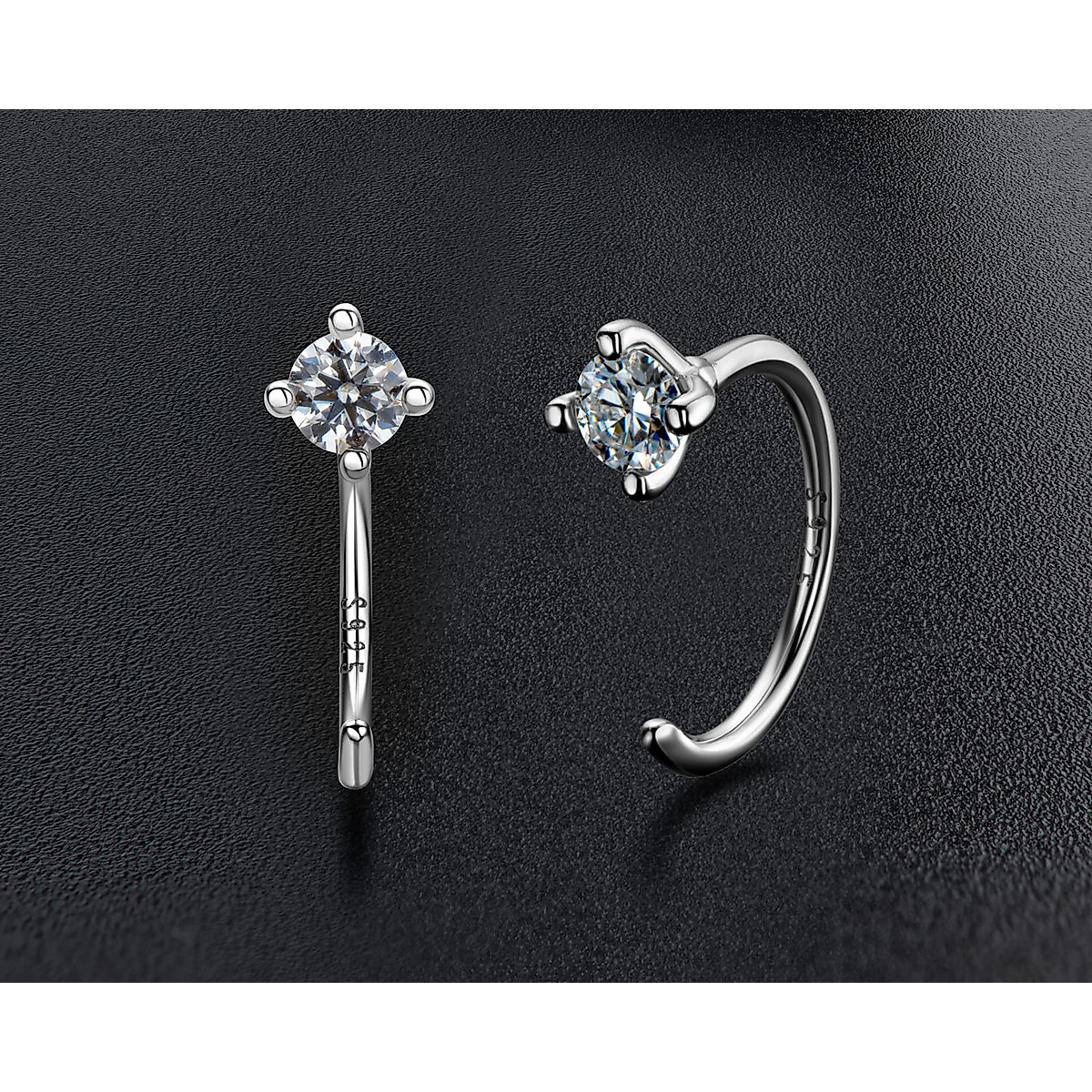 Moissanite Cartilage Hoop Huggie Earrings for Women Sterling Silver, Dainty Tiny Hoop Stud Cartilage Piercing Earrings for Women