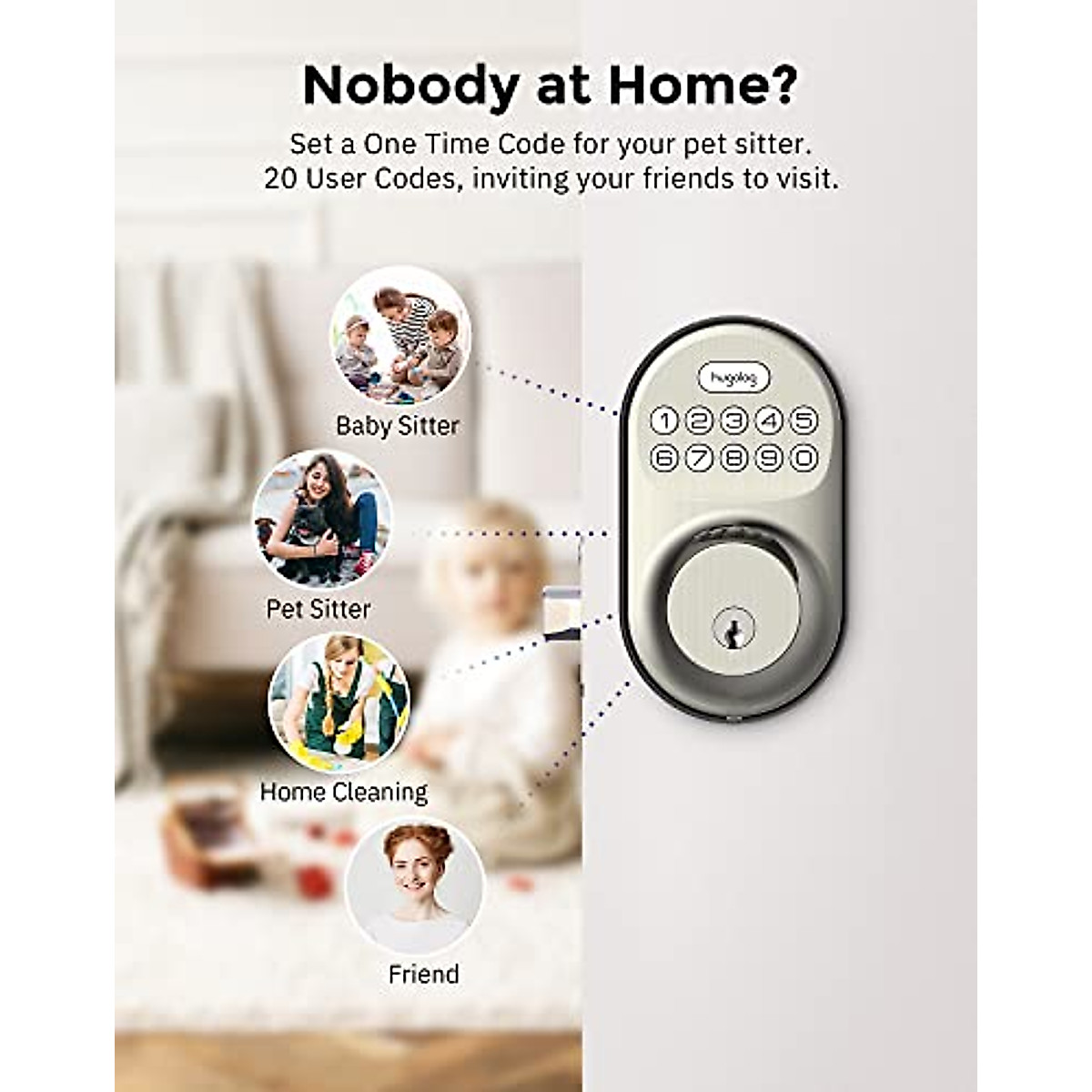 Hugolog Keyless Entry Door Lock with Keypad,Deadbolt Lock Electronic, Motorized Auto-Locking Easy Easy Installation High Security Material for Metal Home & Office