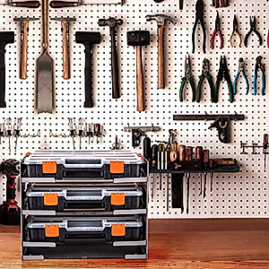 AA Products Inc. P-SH-Tote Shelf Kit for Van Shelving Storage, 3 Plastic Storage Box w/ 1 Set Organizer Holder for Small Parts, Screws and Hardwares