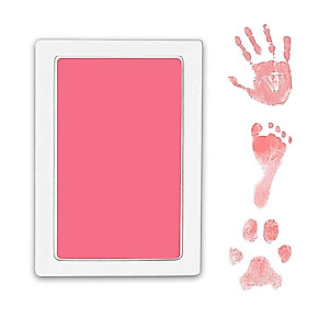 WEWESGAO Baby Handprint and Footprint Kit, Pet Paw Print Kit, Clean Touch Ink Pad for Newborn,Kids,Toddler and Pet with 2 Ink Pads and 4 Imprint Cards (Small, Pink)