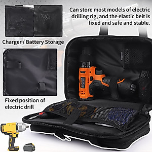 LOTCAIN Hard Case Compatible with BLACK+DECKER LDX120C / LD120VA MAX Cordless Drill Driver, Travel Case for Cordless Drill/Driver Bits And Accessories (Fit for Most Standard Drills), Black (Bag Only)