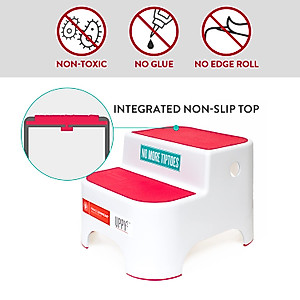 Prince Lionheart Dual Height UPPY2 Two Step Stool for Potty Training Kids and Toddlers to Wash Hands - Portable Non Slip Children and Toddler Stepping Stool for Toilet Bathroom or Kitchen (Pink)