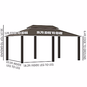 ZHYHSM-111 Hardtop Gazebo with Privacy Curtains Outdoor Canopy Gazebo with Aluminum Frame for Sun-Shade Gardens, Patios, Backyards