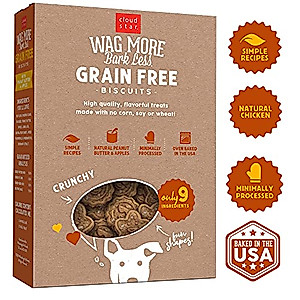 Cloud Star Corp, Wag More Bark Less Grain Free Oven Baked Peanut Butter & Apples Dog Biscuits