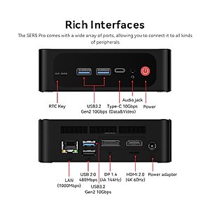 Beelink Mini PC AMD Ryzen 7 5800H Up to 4.4GHz 8C/16T,Mini Desktop Computers 16GB DDR4 RAM/500GB M.2 2280, 4K FPS/60Hz Dual HDMI+Type-C/WiFi 6(802.11ax)/BT5.2 Mini Computers That Supports 2.5-inch HDD