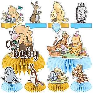 10pcs Classic Winnie Centerpieces Decorations, Oh Baby Table Decorations The Pooh Centerpieces for Cute Cartoon Baby Shower Party Decor