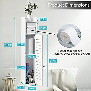 Doxo Bathroom Storage Cabinet with Doors and Shelves, Toilet Paper Storage, Waterproof Toilet Paper Storage Organizer, Narrow Storage Cabinet for Bathroom Storage, White