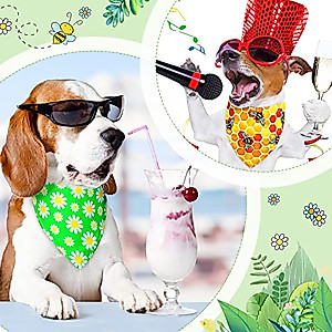 30 Pack Spring Summer Flower Dog Bandanas Bulk Soft Triangle Dog Scarfs Polyester Bandana PET Costume Cute Triangle Scarf Bibs with Flowers Patterns for Small Medium Large Pets