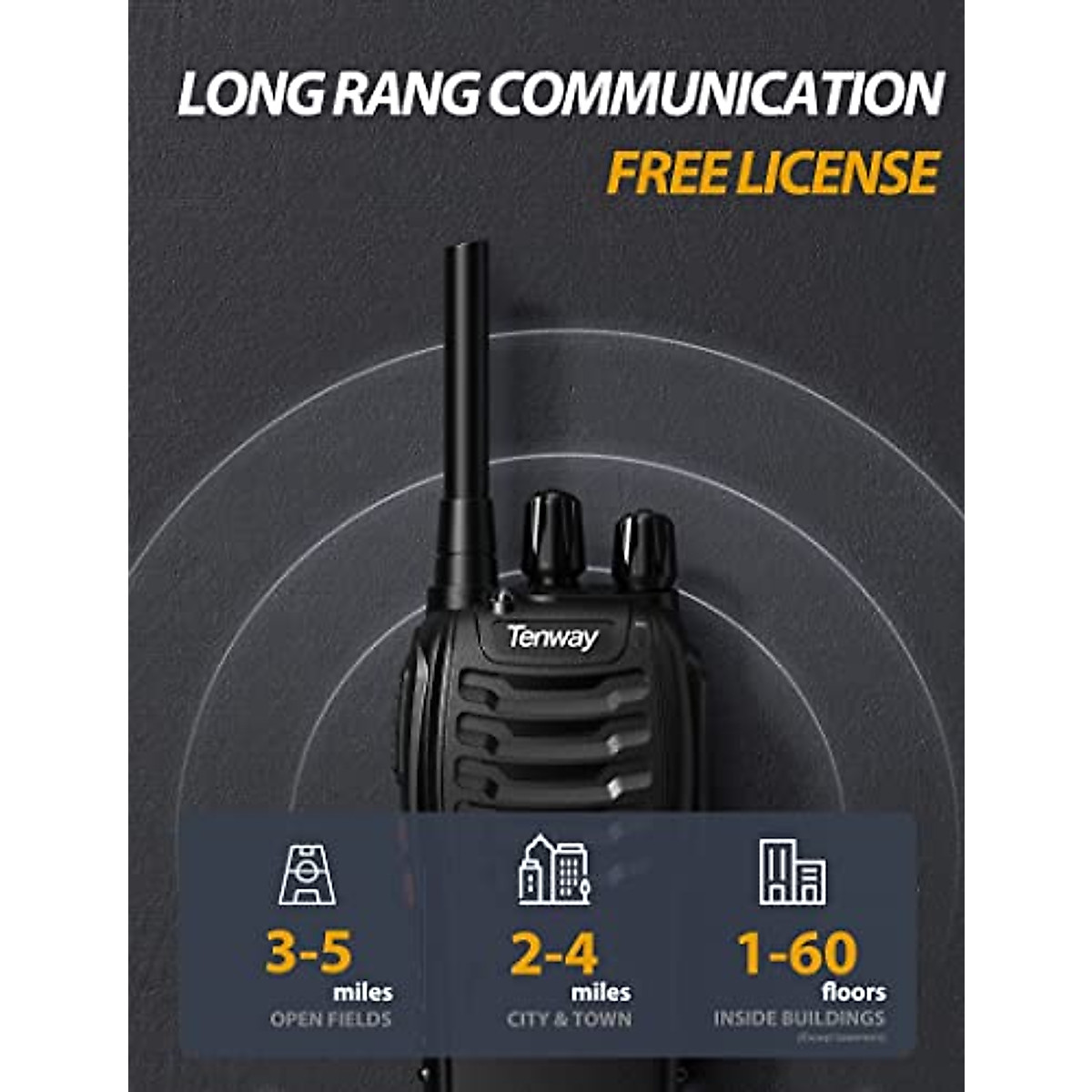 Walkie Talkie Long Range Rechargeable 2 Way Radio for Adult with Earpiece, FRS Two Way Radio VOX 16 Channel Flashlight Li-ion Battery 10 Pack