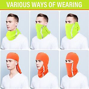 Blulu 8 Pcs Summer Balaclava Cooling Full Face Ski Mask Men Women with Reflective Strip(50-55cm,Fluorescent Orange and Green)