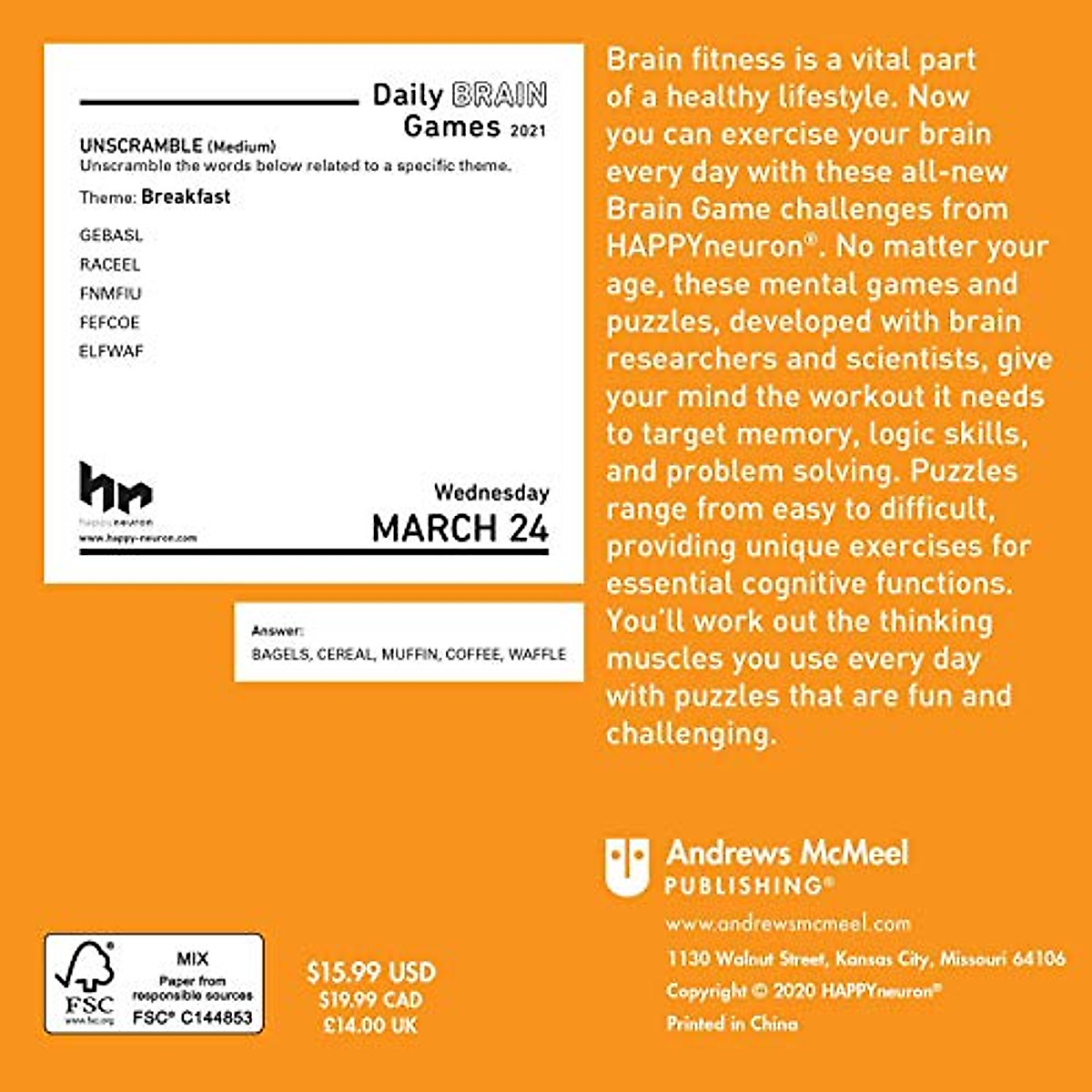 Daily Brain Games 2021 Day-to-Day Calendar