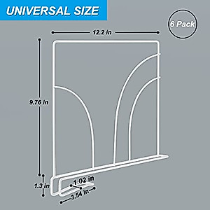 Shelf Dividers for Closet Organization Closet Shelf Divider for Wood Shelves Metal Closet Shelf Separators for Clothes Book Wardrobe, 6 Pack (White)