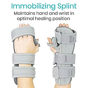 Vive Resting Hand Splint (Left) - Night Immobilizer Wrist Finger Brace - Thumb Stabilizer Wrap - for Arthritis, Tendonitis, Carpal Tunnel Pain - Functional Support for Sprains Fractures (Small)