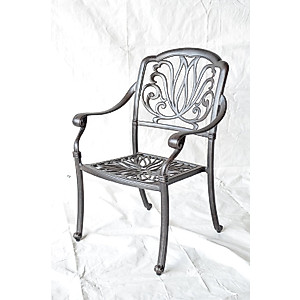 Elizabeth Outdoor Patio 9pc Dining Set 44" X 84" Cast Aluminum, Walnut Cushions