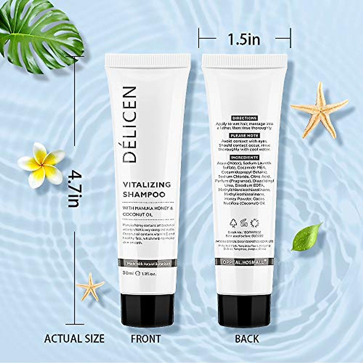 OPPEAL.HOSMALL Vitalizing Shampoo with Manuka Honey & Coconut Oil in Bulk, Clementine Scent, 1.05 Fl oz, 100 Pack