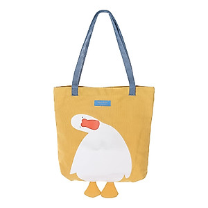 KKC HOME ACCENTS Duck Canvas Tote Bag Cute Aesthetic School Shoulder Bag Reusable Grocery Shopping Bags for Women Teacher Mother as Gifts Washable