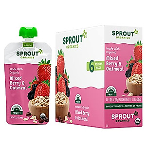 Sprout Organics, Mixed Berry & Oatmeal, 6+ Month Pouches, 3.5 oz (Pack of 12)