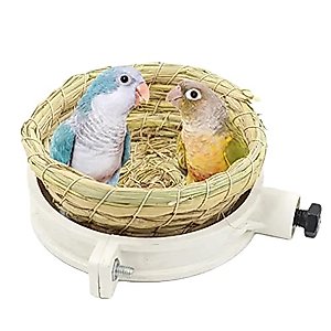 Yu’s north Bird Breeding Nest Bed for Parakeet Cockatiel Canary Lovebird and Small Parrot Cage Hatching Nesting Box (Straw)