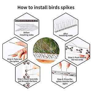Recie Bird Spikes, Stainless Steel Bird Spikes for Outside Pigeons and Other Small Birds - 30 Packs, 32.5ft
