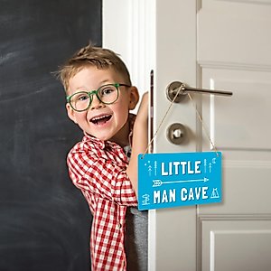 Little Man Cave, Toddler Boy Room Decor, PVC Plastic Decoration Hanging Sign, Water proof, Kids Room Signs For Door