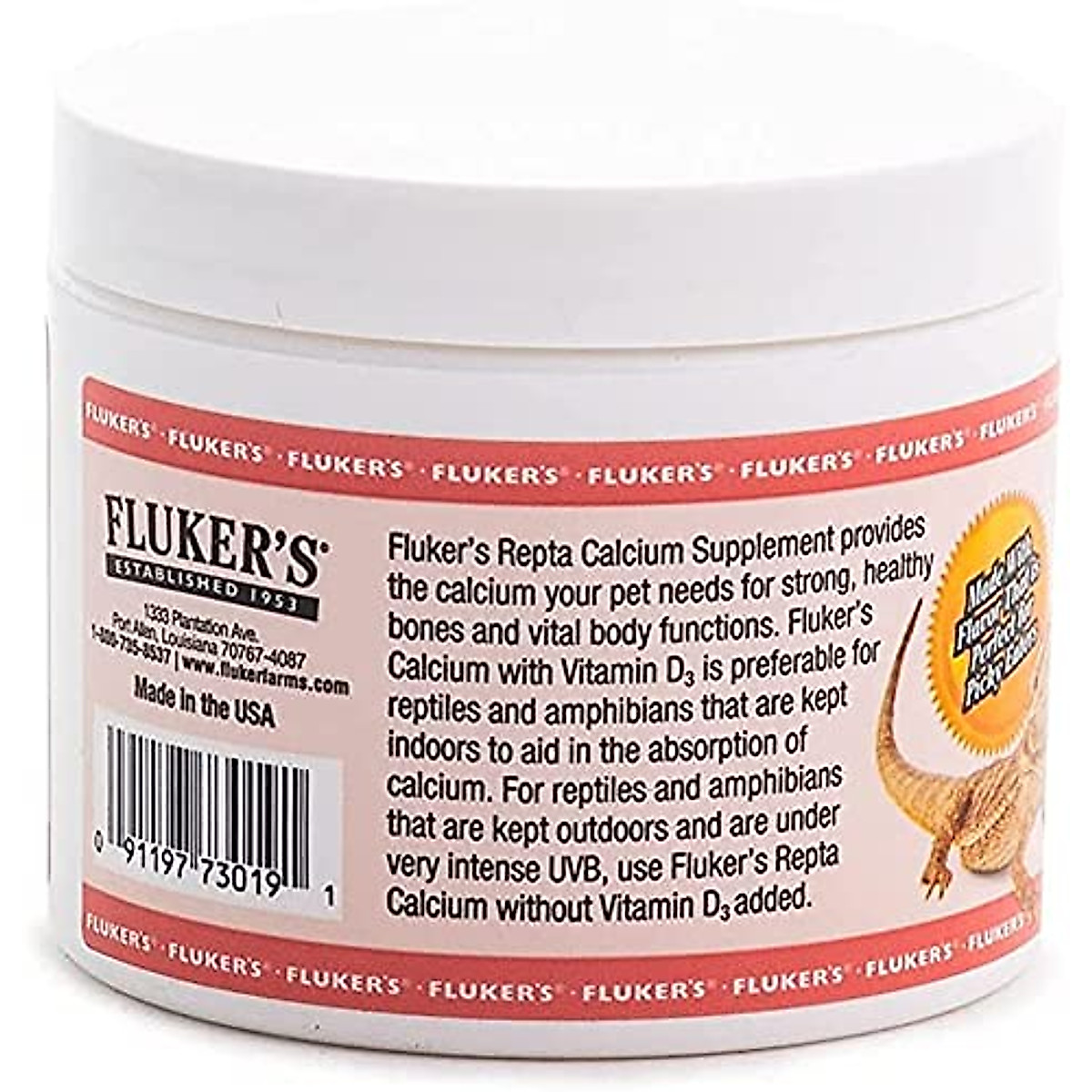 DBDPet Fluker's Repta Strawberry-Banana Flavored Calcium with Vitamin D3 (4oz) - Includes Attached Pro-Tip Guide