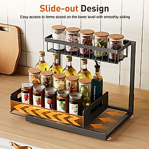 Under Sink Organizer 2 Pack,Metal Pull Out Cabinet Organizer Shelf,Kitchen Bathroom Organizers and Storage with Sliding Drawer,Storage Shelves,Storage and organization for Home,Laundry,RV,Pantry,Spice