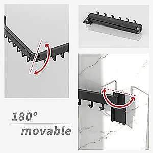 PLKO Retractable Clothes Drying Rack,Wall Mounted Clothes Hangers， Space Saver Laundry Drying Rack for Balcony,Laundry,Bathroom,Patio and Bedroom (3-Pole Black)