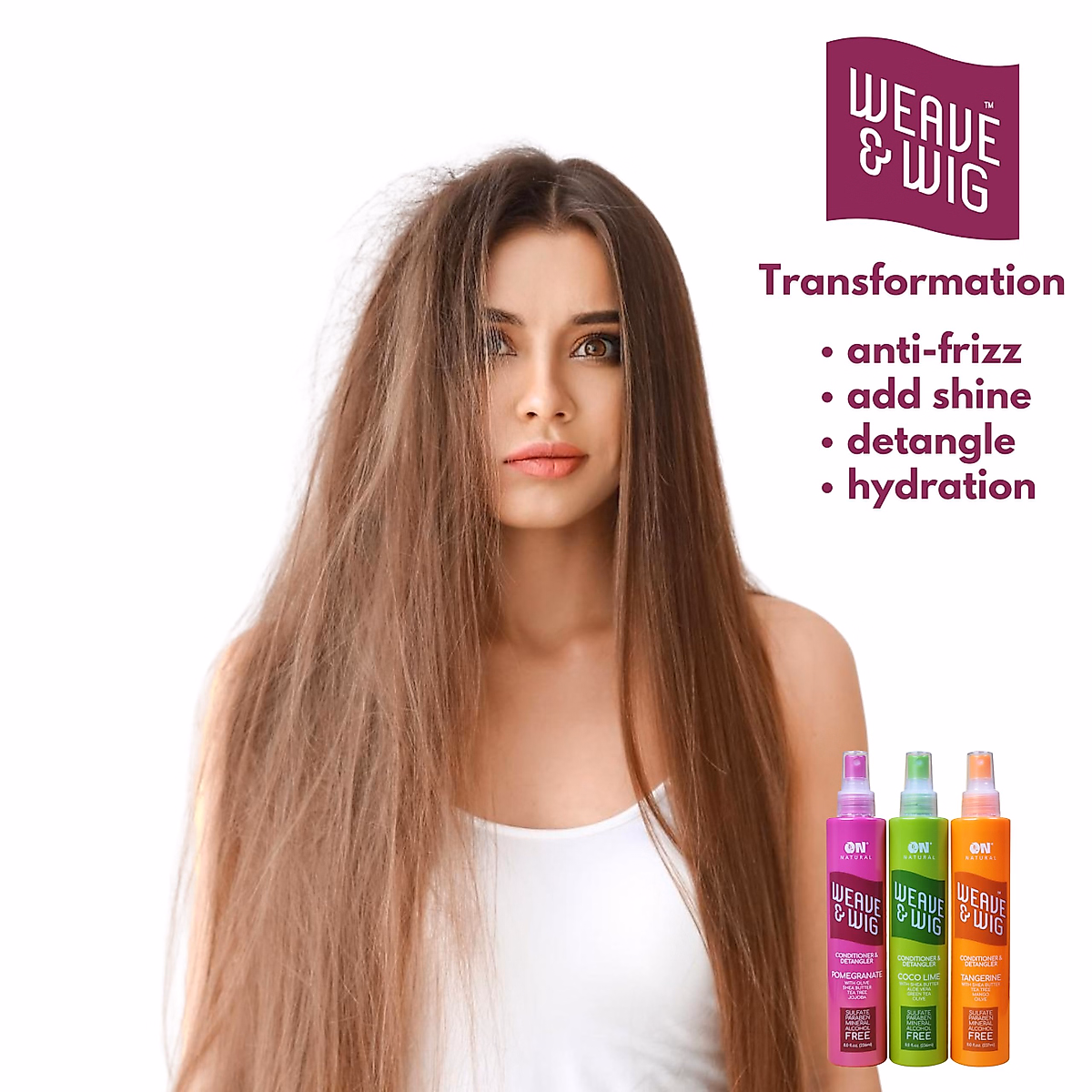 ON Organic Natural Premium Oil-Free Weave & Wig Conditioner & Detangler Tangerine 2.0 fl oz