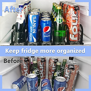 Yedyoi Drink Organizer for Fridge, Soda Can Organizer for Fridge, Self-Pushing Glide Drink Dispenser for Refrigerator -Holds up to 25 Cans Black (5 Rows)