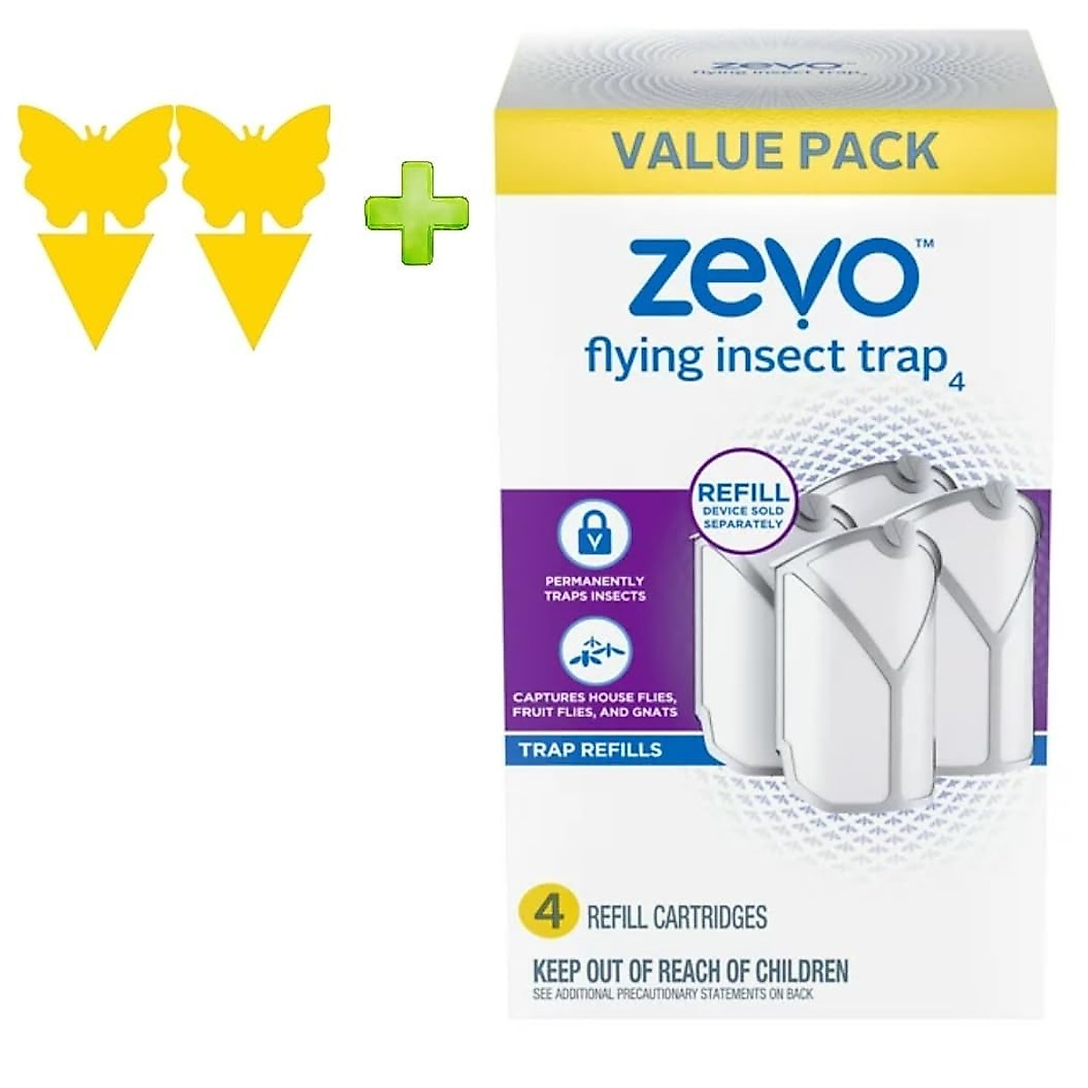 Refills 4 Cartridges | Device Sold Separately+ 3 pcs Yellow Sticky Fruit Trap