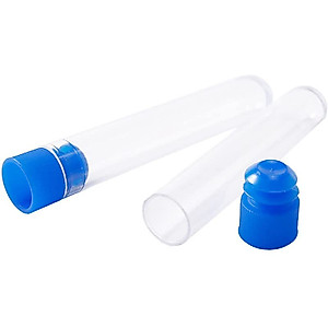 10Pcs 7x100mm Test Tubes with Blue Caps Clear Plastic Test Tubes Set for Halloween, Christamas, Scientific Themed Kids Birthday Party Supplies, Daily Storage Home Storage Box Sealed Bottle