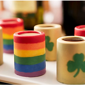 DD-life 4 Pcs 4-Cavity Ice Cubist Ice Shot Glass Molds Round Shot Glass Silicone Mold(Red）