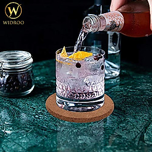 WIDROO 16 Pack Absorbent Cork Coasters Round Edge with Holder – Premium Coaster Set 4 inches – Perfect to Protect Your Furniture, Heat Resistant – Best for Cold Drinks, Wine Glasses, Cups & Mugs