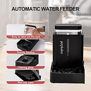 PETPHABET Gravity Cat Feeder and Water Dispenser, 2 in 1 Automatic Cat Feeder with 180 Degree Rotatable, 2 Pack Self Feeding Pet Bowl Set for Small Medium Cat Dog Puppy Kitten, Black, 0.8 Gallon x 2