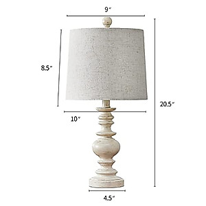 BOBOMOMO Tradition 20.5'' Rustic Table Lamp Set of 2 for Living Room Farmhouse Bedside Desk Lamps Bedroom Nightstand Vintage Lamps Linen Washed