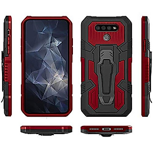 vvoo for LG K51 Phone Case,with Tempered Glass Screen Protector [2Pack] Heavy-Duty Military Grade 15ft. Drop Tested Protective Case for LG K51 -RED
