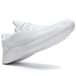 Wrezatro Men's Light Sneakers Tennis Running Low top Shoes Casual Walking Work Cross Training Shoes Fashion Gym Trainer White