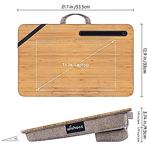 Oversized Lap Desk,wishacc Portable Bamboo Lap Desk Tray for Home Office (Fits up to 17.3” Laptop)