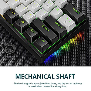 60% Wireless Mechanical Keyboard 61 Keys Mini Gaming Keyboard with Blue Switches for Computer Portable Light up Keyboard Desk Gaming Accessories Cool Stuff Gifts for Teenage Boys Men Women (White)