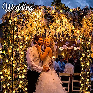 Fairy Lights, Star Stirng Lights 34 FT 100 LED, Indoor Twinkle Lights with 8 Modes, USB Hanging Wall Lights with Remote Control, Wedding Bedroom Party Christmas Decorations (Warm White)