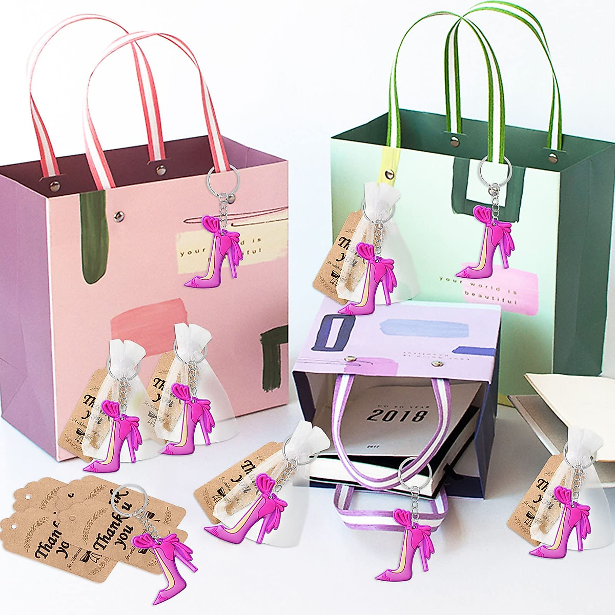 CiciBear 24 Pack Pink High Heel Party Decorations for Baby Shower, Kids Birthday, Girls Makeup Party, Bachelor, Engagement,Wedding,Bridal Shower, Gender Reveal