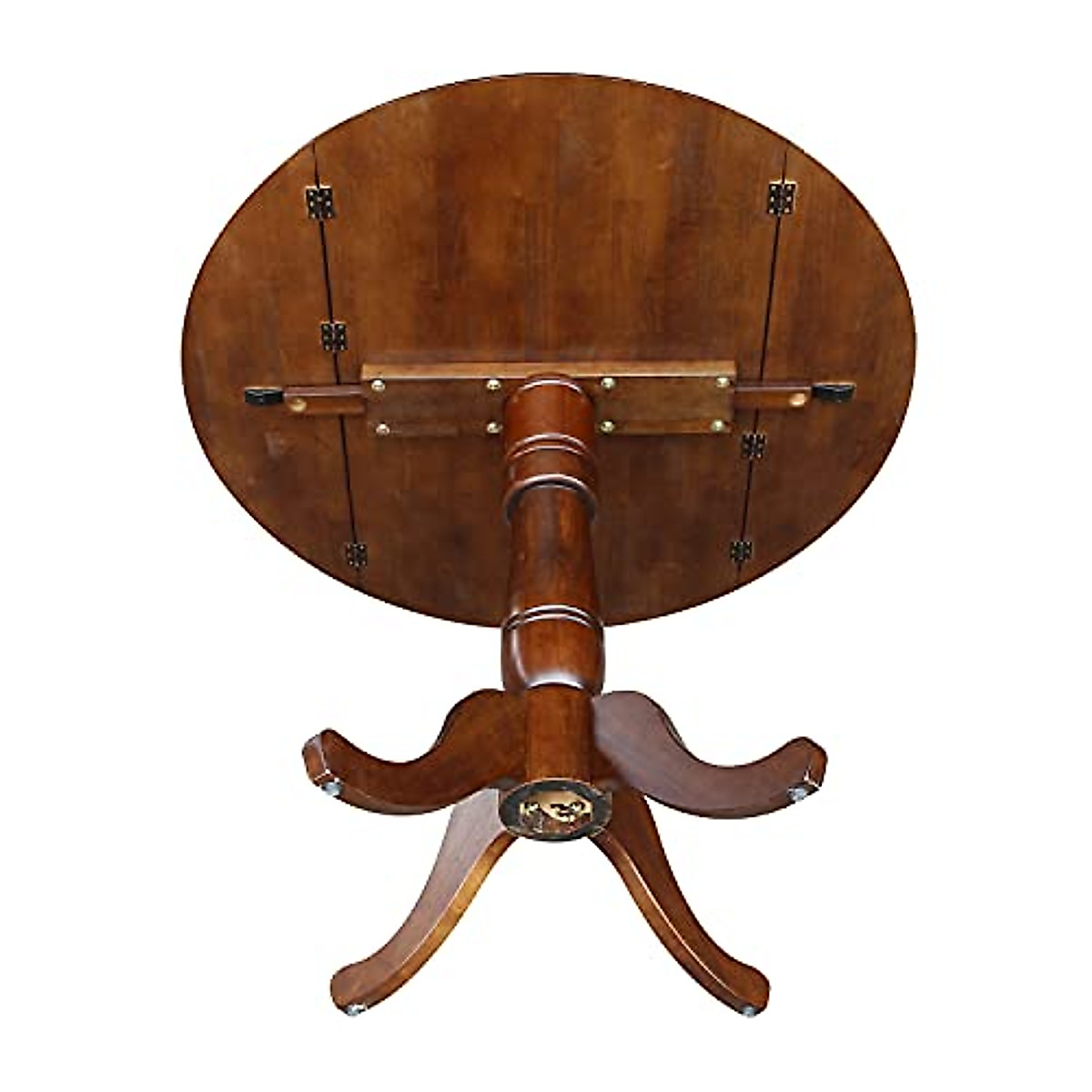 IC International Concepts International Concepts Round Hardwood Dual Drop Leaf Pedestal Espresso Dining Table