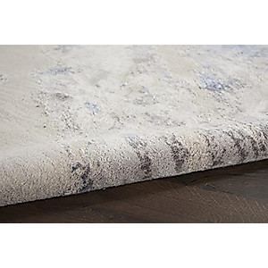 Nourison Sleek Textures Abstract Blue/Ivory/Grey 9'3" x 12'9" Area -Rug, Easy -Cleaning, Non Shedding, Bed Room, Living Room, Dining Room, Kitchen (9x13)