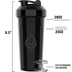 diliqua -4 PACK- 28 oz Shaker Bottles for Protein Mixes | BPA-Free & Dishwasher Safe | 4 large protein shaker bottle | Shaker Cups for protein shakes | Blender Shaker Bottle Pack