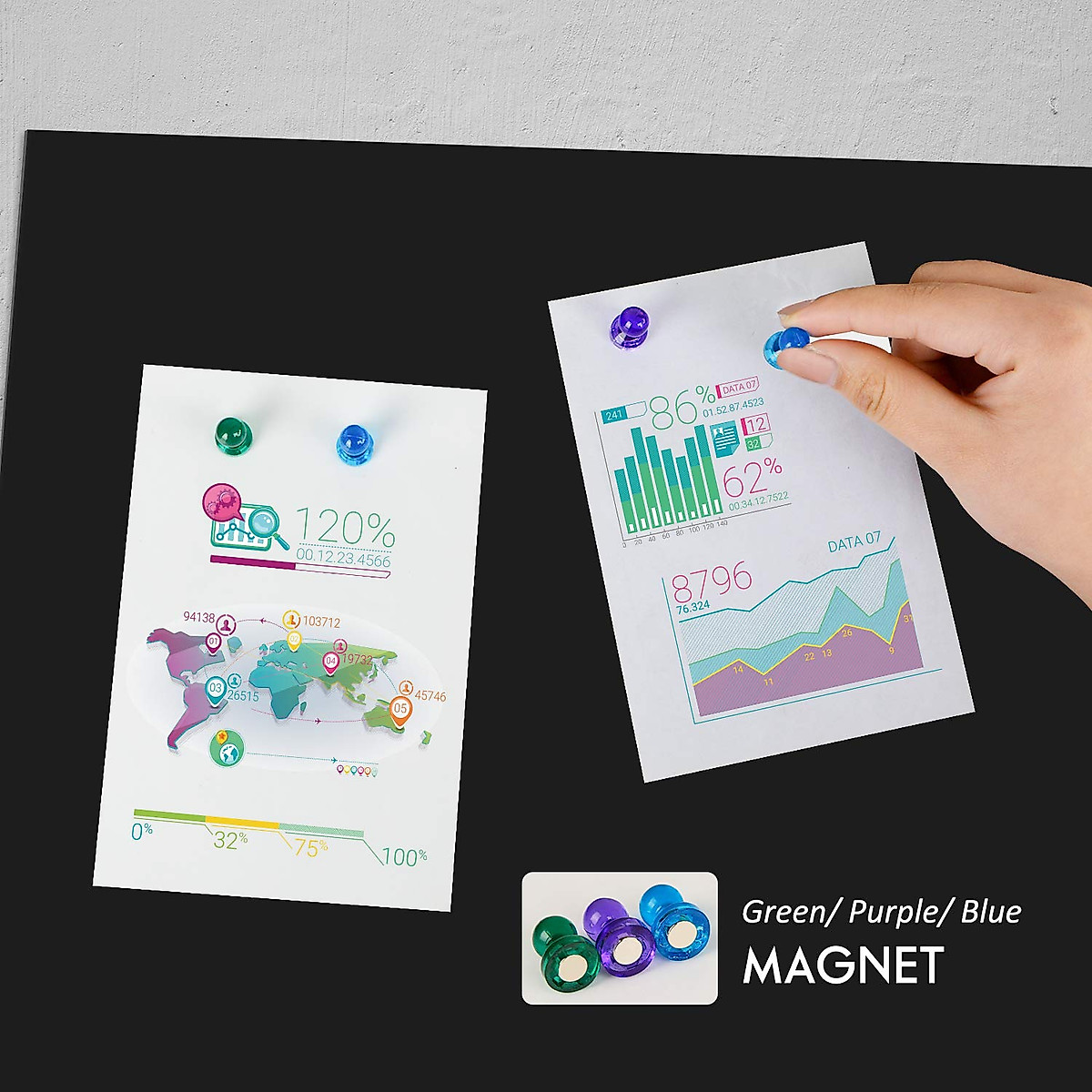 Board2by Magnetic Chalkboard Contact Paper for Wall, 38.9 x 18 Self Adhesive Chalk Board Wallpaper, Blackboard Paper with 46 Magnetic Letters for Kids, Black