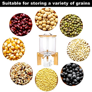 5L Glass Rice Dispenser Large Flour and Cereal Container Rice Storage Container with Airtight Lid,Wooden Stand&Measuring Cup,Clear Kitchen Food Jars Glass Food Storage Container for Organization