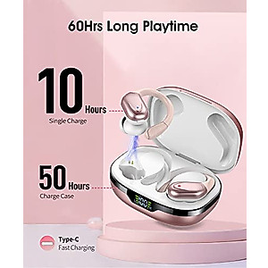 CASCHO Wireless Earbuds Bluetooth Headphones 60Hrs Playtime HD Stereo Audio Digital LED Display Over-Ear Earphones with Earhook Waterproof Headset with Mic for Sport Running Workout