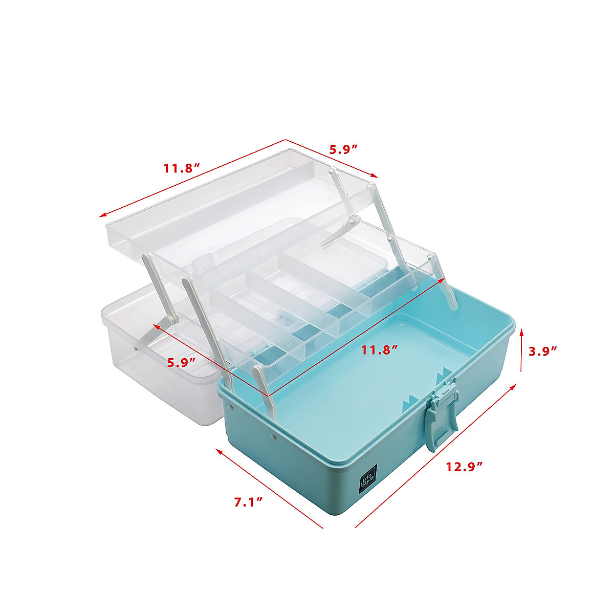 3 Layers Plastic Portable Storage Box, Multipurpose Organizer and Storage Case for Art Craft and Cosmetic, Portable Handled Storage Box for Home, School, Office, First Aids (Pink)