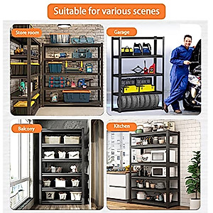 Leariso 5-Tier Garage Shelving Heavy Duty, Adjustable Garage Storage Shelves, Metal Shelves for Storage, Utility Shelf Rack for Warehouse Basemen Pantry Kitchen, 31.5" W x 15.7" D x 63" H…