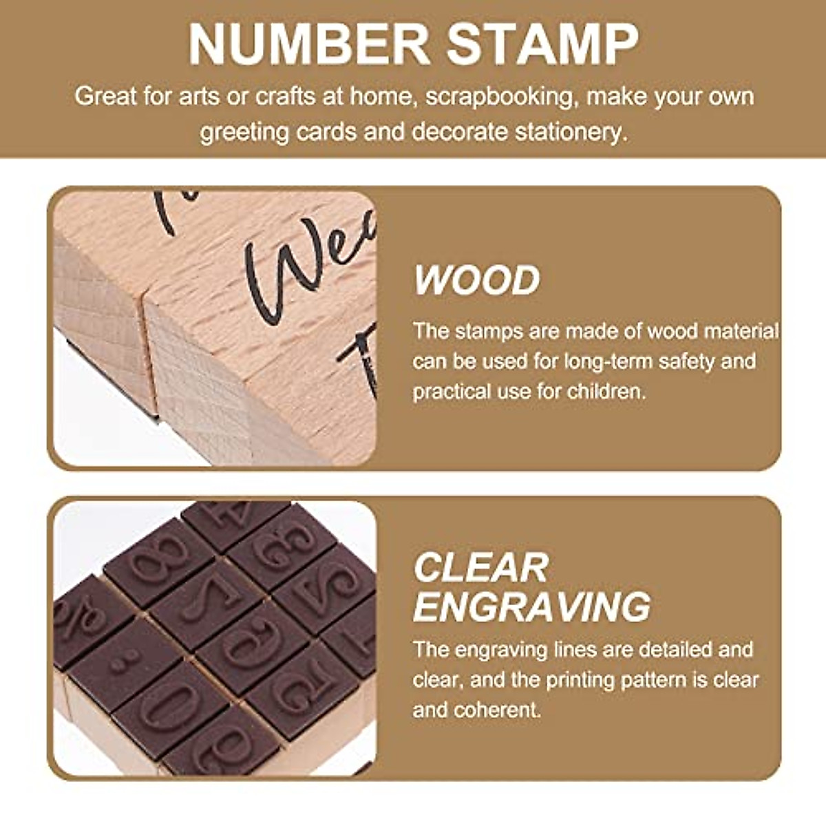 Kisangel 32Pcs Rubber Wooden Stamps Number Week Months Stamps Vintage Journal Stamps for Scrapbooking Diary Planner (Number+ Week+ Month)